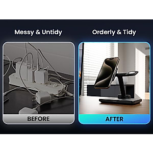 3-in-1 Foldable Charger Stand for MagSafe: JoyGeek Wireless Charging Station for iPhone 15/14/13/12 Pro Max Plus Mini, Magnetic Mag-Safe Dock for Apple Watch Ultra/SE/9/8/7/6/5/4/3/2, Air Pods Pro/3/2