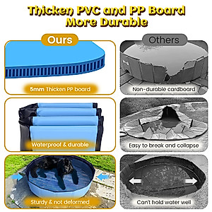 Jecoo Dog Pool for Large Dogs Kiddie Pool Hard Plastic Foldable Dog Bathing Tub Portable Outside Kids Swimming Pool for Pets and Dogs
