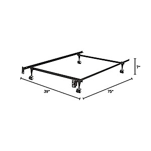 King's Brand Furniture - Heavy Duty Metal Twin Size Bed Frame with Rug Rollers & Locking Wheels