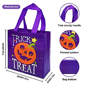 Eunvabir 20 Packs Halloween Non-Woven Bags for Kids, Reusable Trick or Treat Goodie Candy Snack Bags, Goodie Bag Fillers Tote Gift Bags for Party Favors/Classroom Prizes/Games