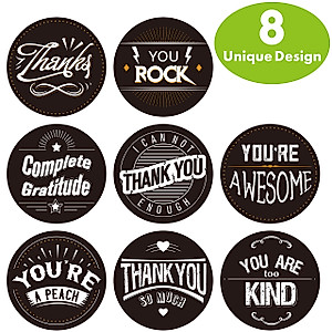 500 PCS Retro Chalkboard Thank You Stickers in 8 Designs with Perforation Line for Personal and Business Use (Each Measures 1.5" in Diameter)
