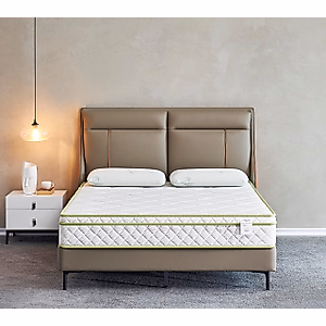 Full Size Mattress - 8 Inch Cool Comfort Foam & Spring Hybrid Mattress with Breathable Organic Cotton Cover - Quilted Foam Plush Euro Pillow Top - Rolled in a Box - Oliver & Smith
