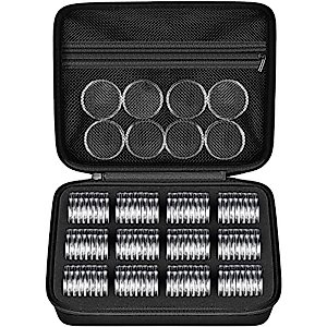96 Pieces 46mm Coin Capsules, with Foam Gasket and Plastic Storage Organizer Box, 6 Sizes (20/25/27/30/38/46mm) Coins Collector Case Holder for Coin Collection Supplies(Black)
