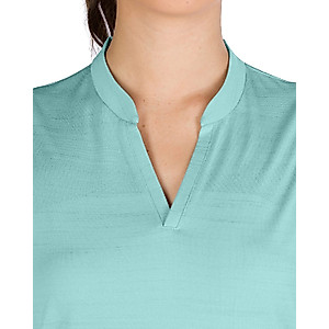 Three Sixty Six Women’s Collarless Golf Polo Shirt - Dry Fit, Breathable, Compression Golf Tops Aqua Blue