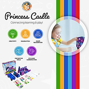 Tytan TILES Princess Castle 60-Piece Magnetic Tiles Building Set, Adorable Kids’ STEM Toy, Creative Play, Shape & Pattern Recognition, Fine Motor Skills, includes Storage Bag, Ages 3 and Up