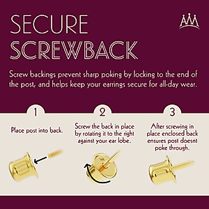 14k Yellow Gold Solitaire Cubic Zirconia Stud Earrings with Screw Backs (5mm)