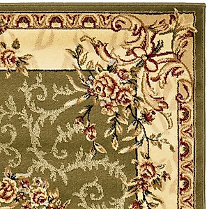 SAFAVIEH Lyndhurst Collection 4' x 6' Sage / Ivory LNH328B Traditional European Medallion Non-Shedding Living Room Bedroom Accent Rug