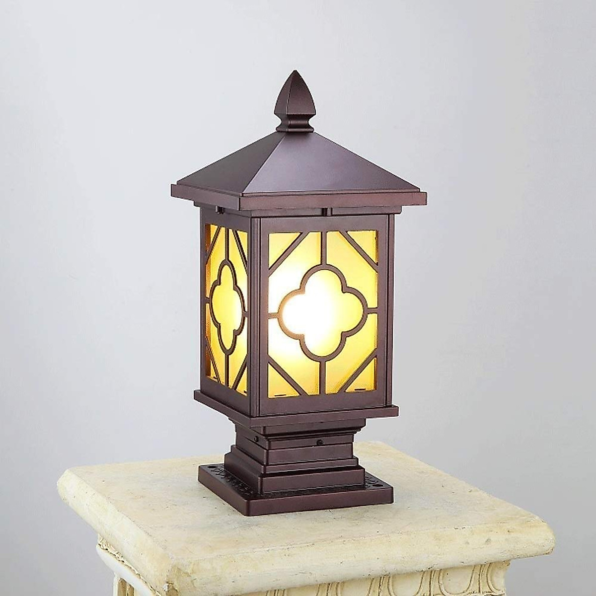 XXINY Retro Community Home Lawn Lamp Waterproof Garden Villa Street Light Outdoor European Porch Patio Light E27 Lighting Post Pillar Floor Light Aluminum Glass Stigma Column Lamp