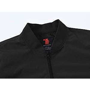 TBMPOY Men's Windproof Bomber Jackets Lightweight Track Jackets Spring Casual Windbreaker Outdoor Coat Black S