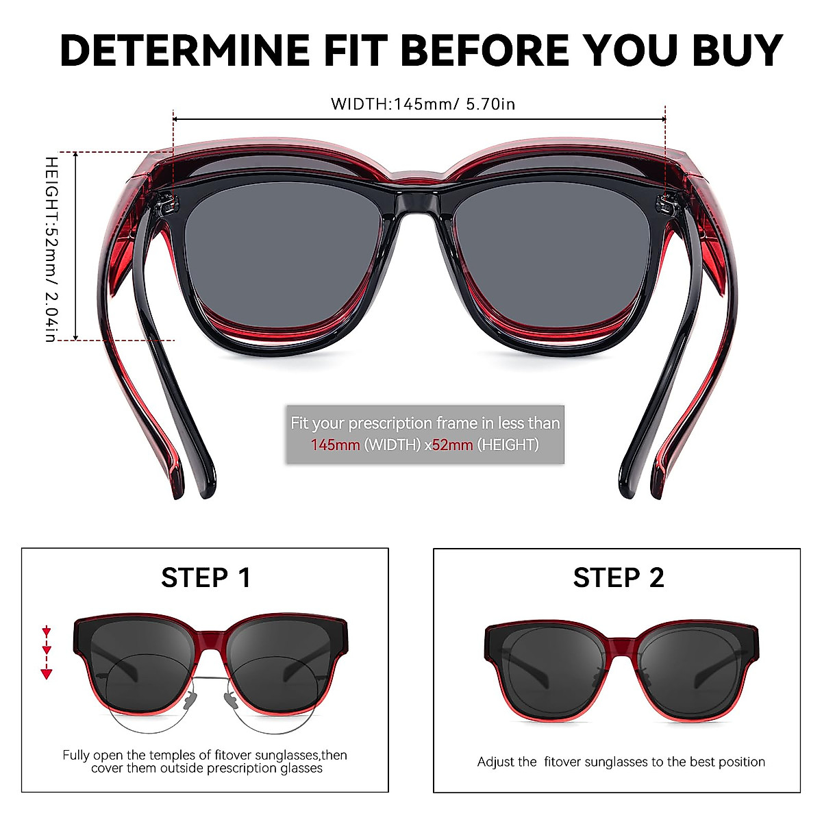 LVIOE Snap Shades Fit Over Sunglasses Solar Shields Wrap Around Over Glasses Sun Glasses Polarized UV400 Protection LS8001