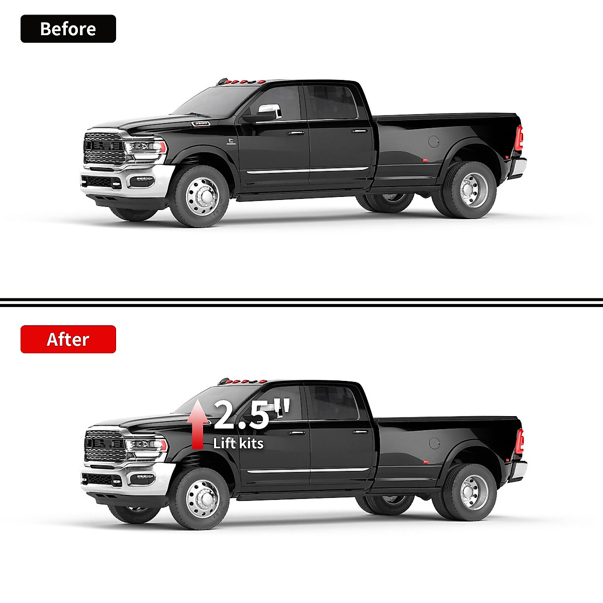 2.5'' Front Leveling Kit for 2014-2023 Ram 2500 4WD, 2013-2023 Ram 3500 4WD, 2.5 inch Leveling Lift Kits Spring Strut Spacers with Shock Relocation Brackets Compatible with Ram 2500 3500 4WD