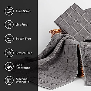 HOMEXCEL Kitchen Towels 6 Pack,Soft and Super Absorbent Hand Towels,Lint Free Waffle Weave Check Plaid Washcloths Bath Towel for Travel Gym Hotel,15 x 25 inch