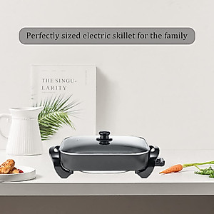 16 inch Nonstick Electric Skillet - Large Capacity Serves 4 to 6 People