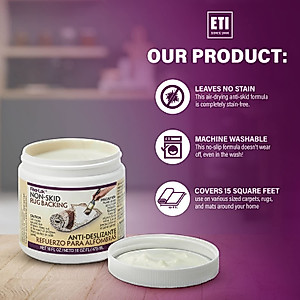 Environmental Technology Fiber-Lok Non-skid Backing (16 oz) Anti-Slip Natural Rubber Coating for Kitchen Rugs, Hardwood Floor Mats, Slippers, Runners, Carpets |Non-stain Machine-Washable Area Grippers