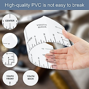 9Pcs Tshirt-Ruler Guide for Vinyl Alignment, Tshirt-Ruler for Heat Press, Tshirt-Rulers to Center Vinyl, Transparent V-Neck/Round PVC Ruler for Children Youth Adult, Front and Back Measurement (10in)