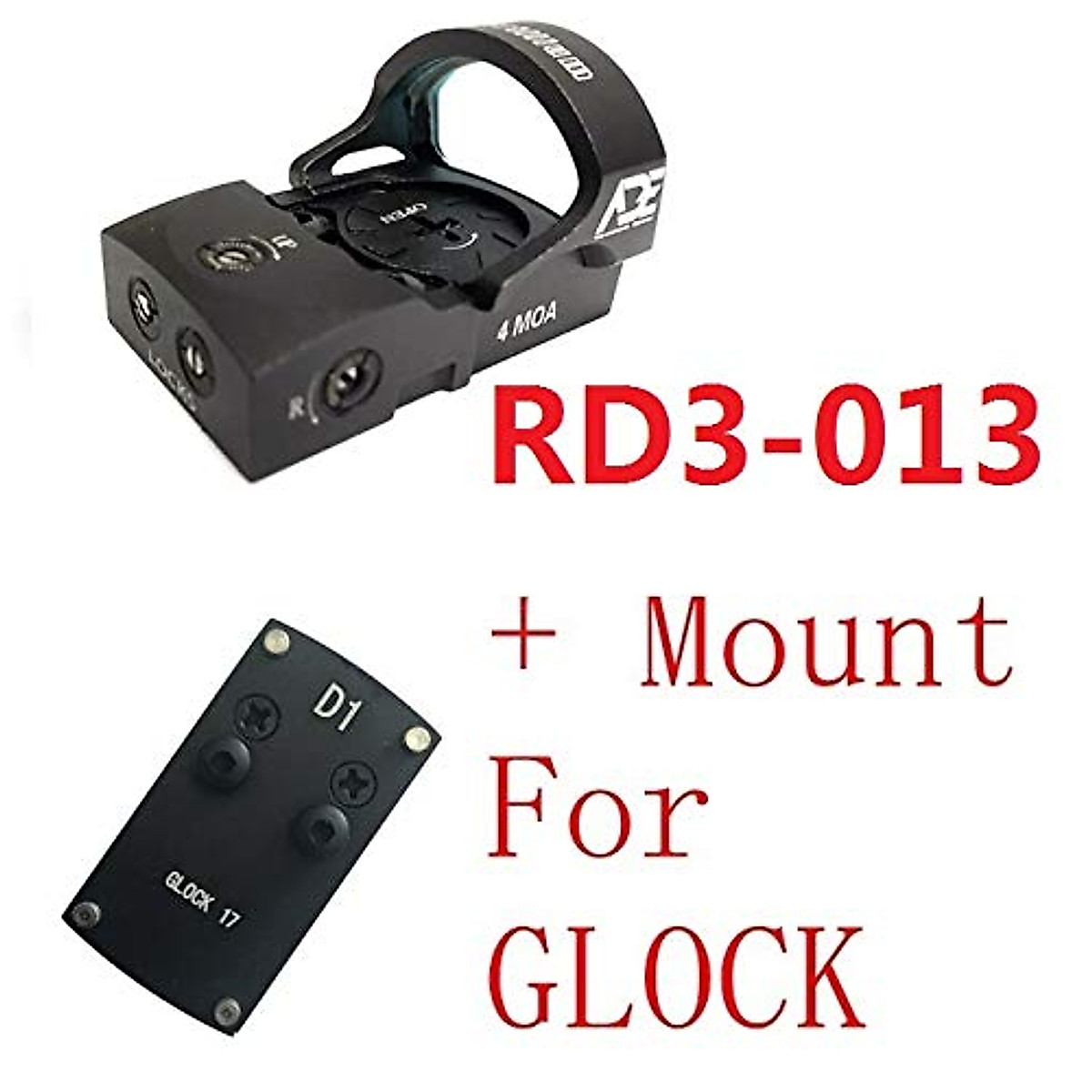 ADE Bertrillium RD3-013 Red Dot+Rear Sight Optic Mounting Plate/Adapter for All GLOCK (Non-MOS,Non-Aftermarket Slide) Standard models,Canik TP9SF and Taurus GX4,G3C&G3 with factory steel sights pistol