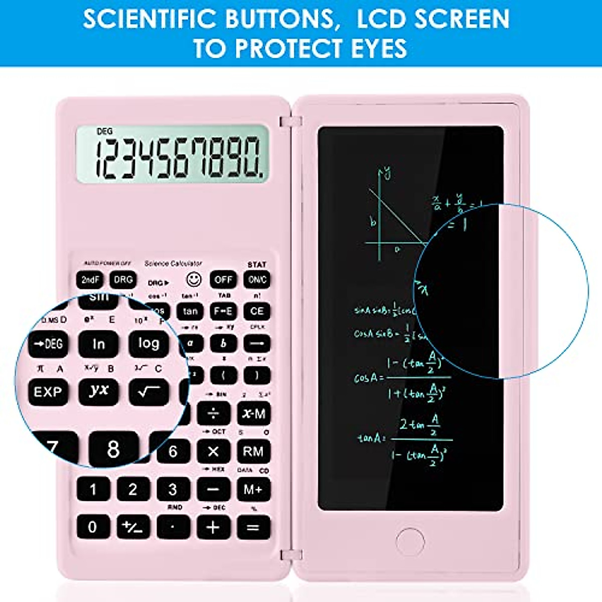 Scientific Calculators,IPepul Multi-functional Pink Kawaii Calculator with Algebra, Trigonometry, and Calculus, Suitable for Students, Teachers, &Business Professionals, lead for School supplies（Pink）