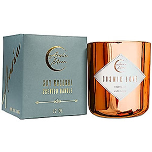 Auric Moon | Rosewater + Wildflowers Scented Luxury Soy Coconut Candle for Women | Slow 70+ Hour Burn | Wood Crackling Wicks | 12 Oz Premium Glass | Hand-Poured in California