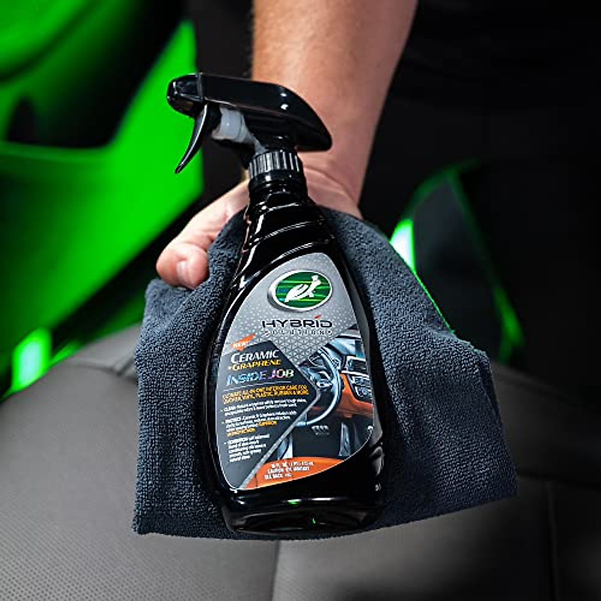 Turtle Wax 53787 Hybrid Solutions Ceramic Graphene Inside Job, Interior All Purpose Car Cleaner and Protectant, Odor Eliminator, Works on Leather, Vinyl, Plastic, Rubber and More, 16 fl oz