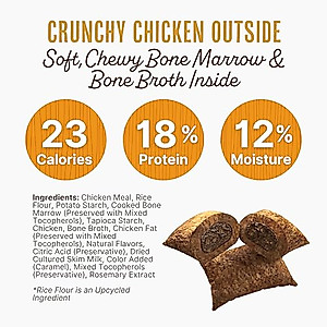 Waggin' Train High Protein Pockets with Bone Marrow, Chicken & Bone Broth for Dogs - 12 oz. Pouch - Made in The USA, High Protein, Wheat Free Dog Treat