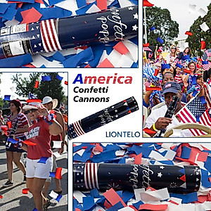 12Pack Confetti Cannon 4th of July Patriotic Confetti Poppers for July 4th Decor Party Poppers Biodegradable Red White Blue Independence Day Confetti Party Shooter for Celebration Party Decorations