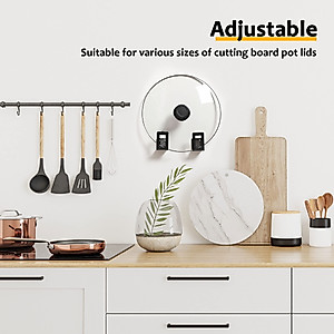 Set of 3 Pairs of Pot Lid Organizer for Cabinet Door, Drillable and Stickable Stainless Steel Pot Lid Holder, Adjustable Wall Mount Pot and Pan Lid Holders for Lids, Cutting Boards, Pot, Bakeware