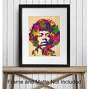 Jimi Hendrix Poster - 8x10 Psychedelic Experience Wall Art Decor for Men, Boys Bedroom, Living Room, Music Studio - Gift for Guitarist, Musician, Woodstock, Purple Haze, 60's Music Fan - UNFRAMED