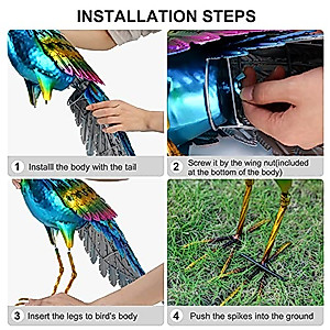 chisheen Peacock Statue Garden Decor Metal Peacock Yard Art Lawn Decoration Outdoor Sculpture