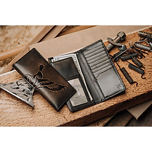 House of Jack Co. DUCK Long Wallet for Men | Full Grain Leather with Hand Burnished Finish | Long Bifold Wallet | Rodeo Wallet | Duck Hunter Gift