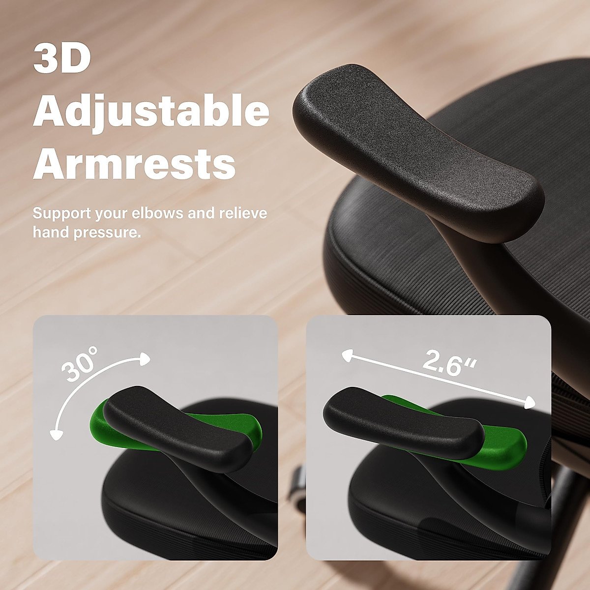 Modoway Desk Chairs with Wheels and Arms Ergonomic Mesh Office Chair with 300LBS Capacity (Black-1Unit)