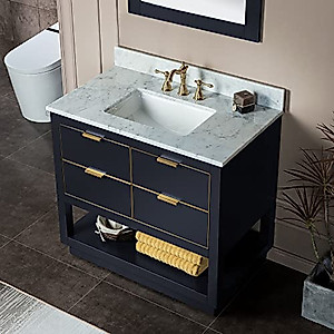 Woodbridge Venice-3621-Grey-G+ CAVT3722-8 Vanity with top, 37"x22", Grey with Gold Trim