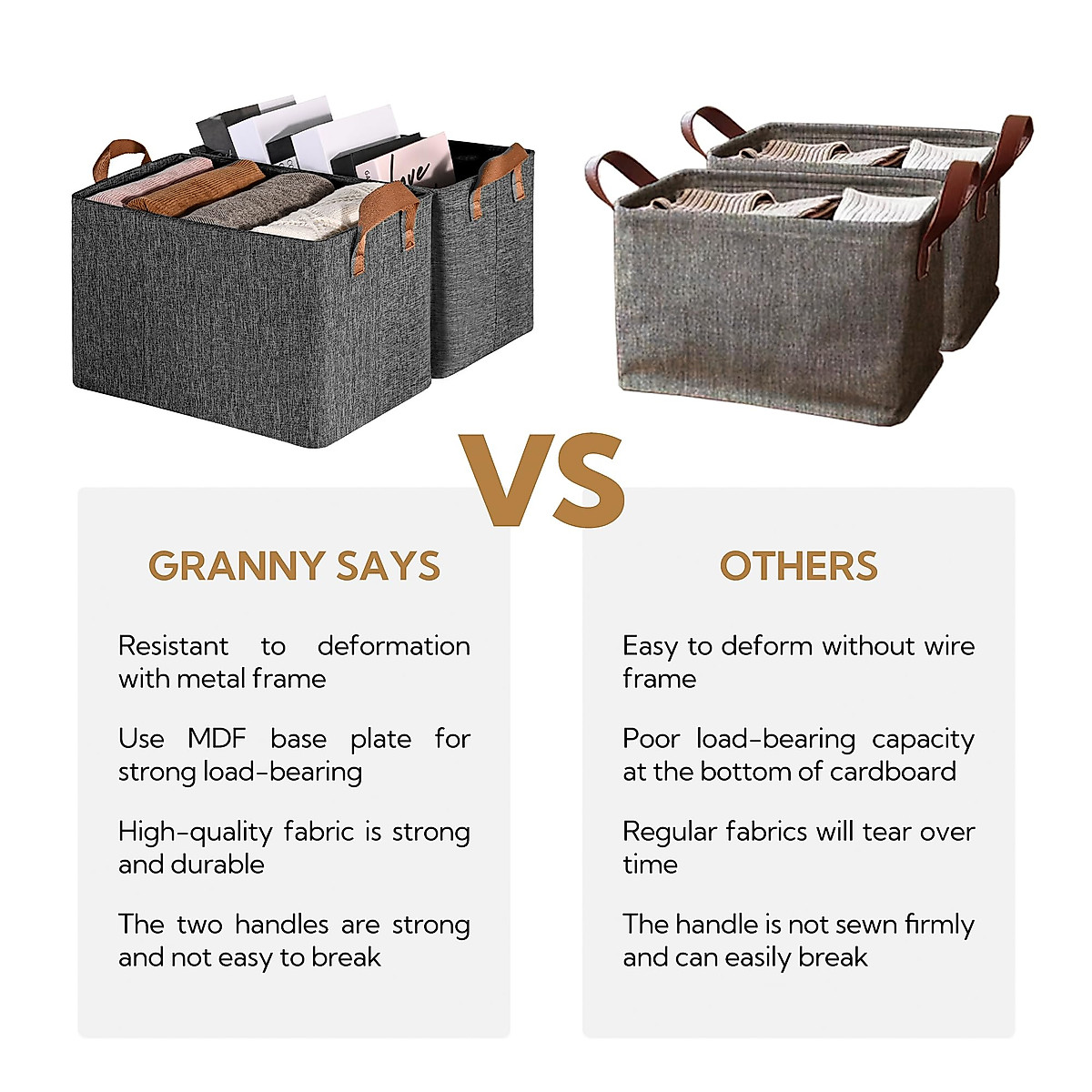 GRANNY SAYS Closet Storage Bins, Large Clothing Bins, Closet Shelf Organizer with Metal Frame, Storage Baskets for Shelves, Fabric Bins for Storage, Bins for Closet Organization, Sky Blue, 2-Pack