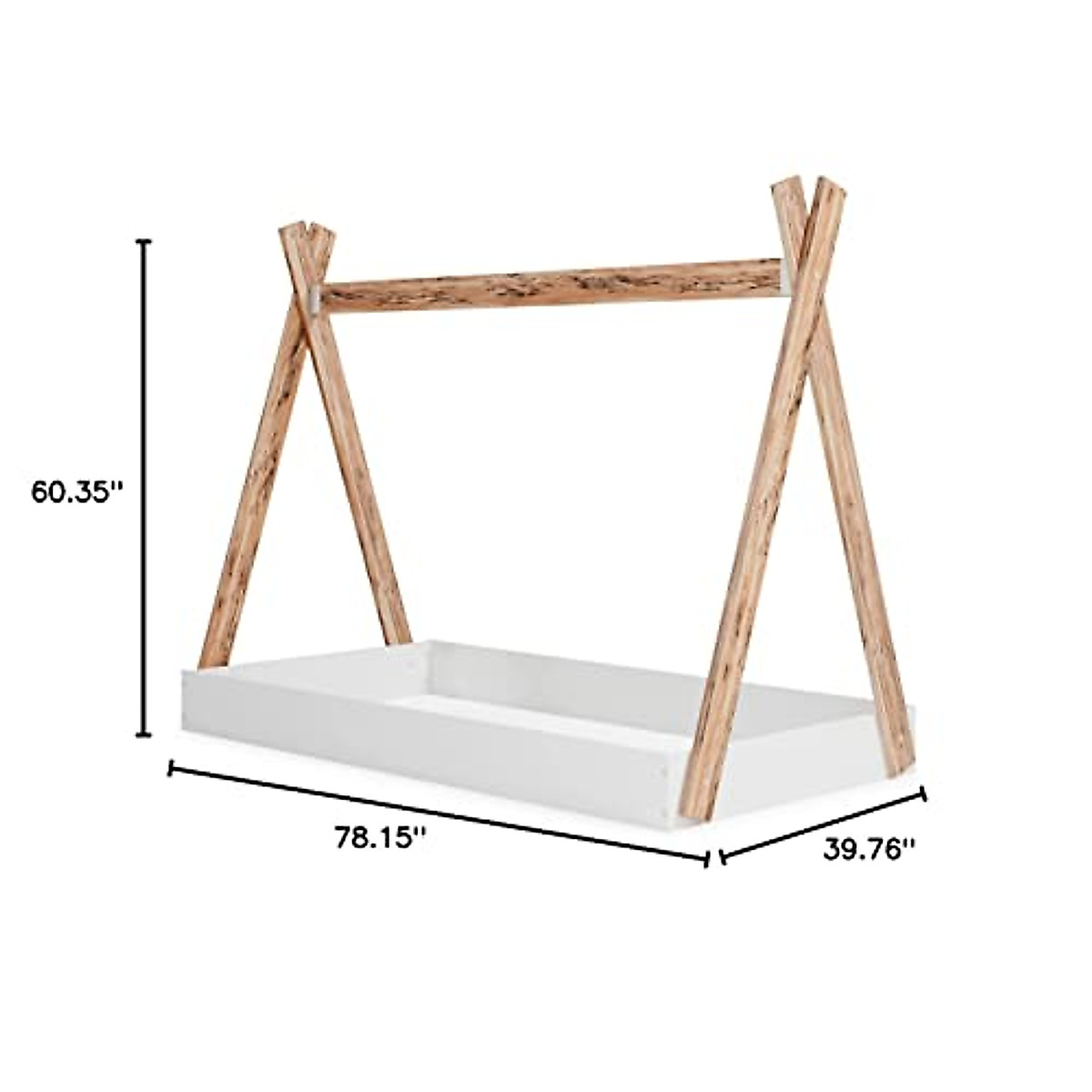 Signature Design by Ashley Piperton Modern Youth Tent Bed Frame, Full, Natural Wood & White