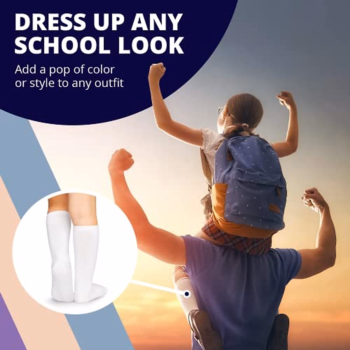 LA ACTIVE Girls Knee High Socks Cozy Warm Cotton Uniform Athletic Socks for Toddlers Dress Socks