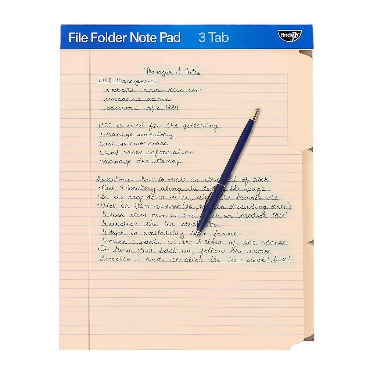 Find It File Folder Notepad - Pack of 12-9.5 x 12.5 Inch Notebook Organizer Folders for Filing, Document, and Clipboard Organization - Cream