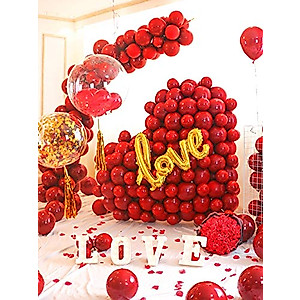 Red Balloons, 106pcs Balloon Garland Arch Kit, Red and Gold Balloons for Birthday Wedding Bridal Shower Bachelorette Engagement Anniversary Baby Shower Party Balloons Decoration