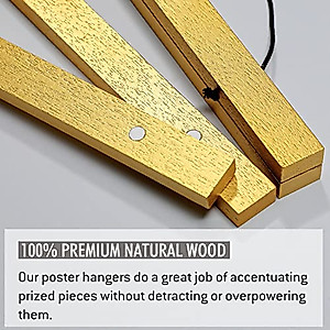 Magnetic Poster Hanger Frame 16 Inch Wide, Gold, Strong Magnet, Premium Wood and Quick Assembly, Wall Hanging Wooden Frame for Posters, Scroll, Picture, Print, 16x20 16x24 16x18