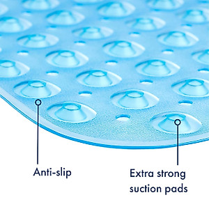 Tranquil Beauty Square Blue Shower Mat 53x53cm/21x21in | Non-Slip, Machine-Washable Quadrant Bath Mat for Walk in Shower Tray | Shower Mats Non-Slip Suction Cups Ideal for Kids & Elderly