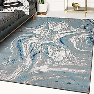 LUXE WEAVERS Victoria Collection Modern Area Rug 9183 Blue 8x10