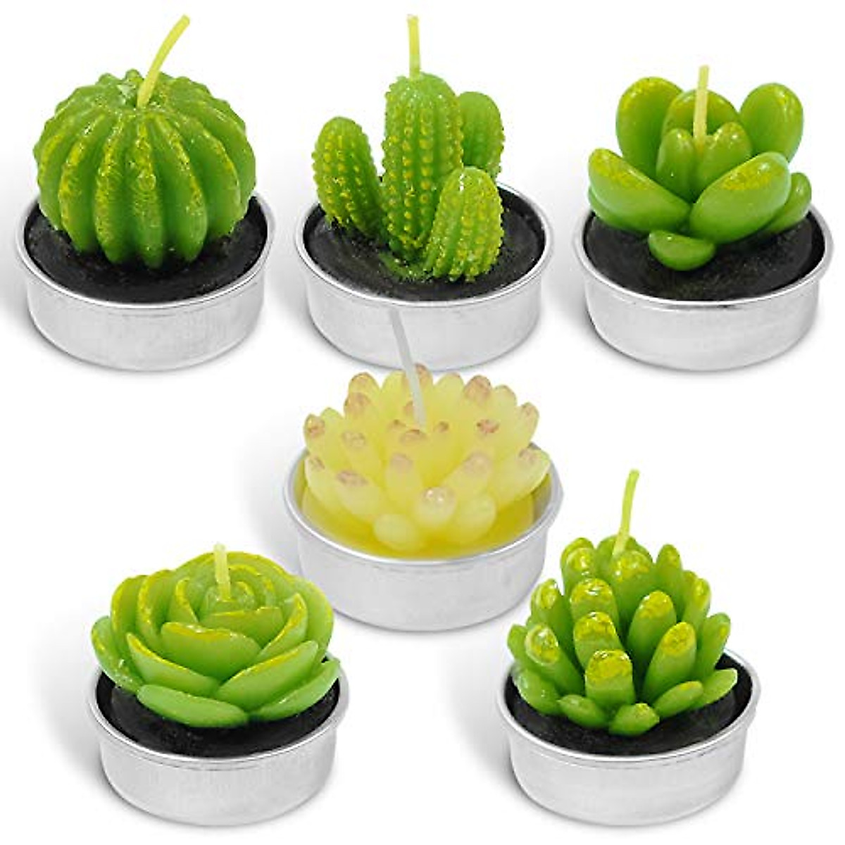 Tea Light Candles,Christmas Decorations, Cactus Candles, Artificial Succulent Candles, Mini Tea Light Candles, 6 Designs Candles for Birthday Wedding Home Party