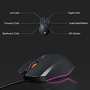 Tmd Touch Redimp Wired Gaming Mouse for PS4, Xbox One, PC Computer & Laptop , Games & Work, Side Buttons & LED Backlit Lights - Black, GM300