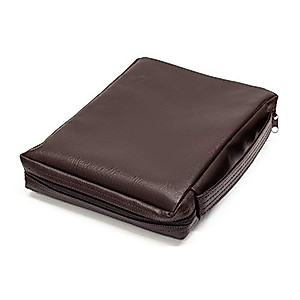 Burgundy Embossed Cross with Front Pocket Leather Look Bible Cover with Handle, X-Large