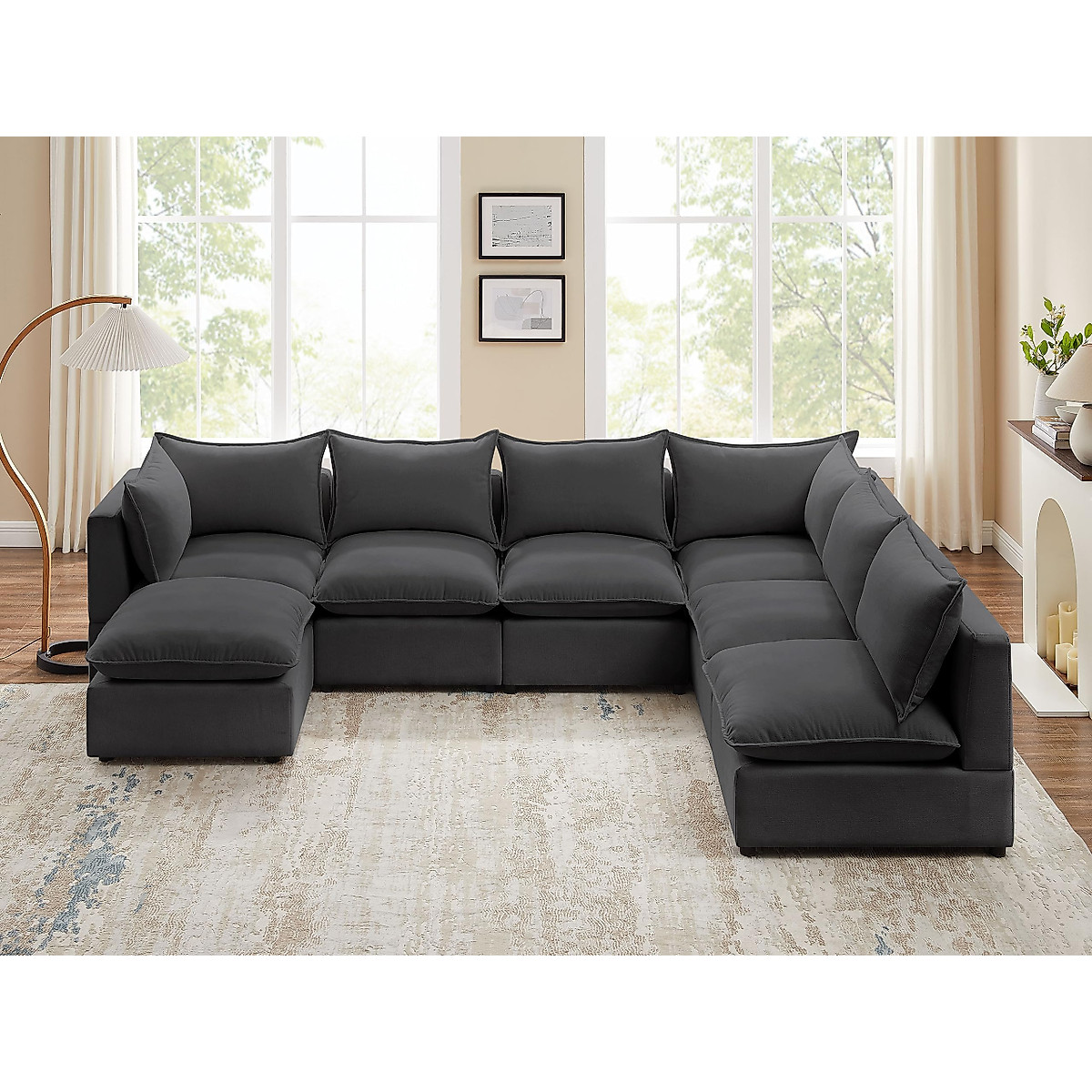 VANOMi Modular Sectional Sofa, 8 Seater Sleeper Sectional Sofa Modular Sectional Couch for Living Room