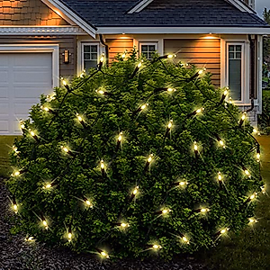 Christmas Net Lights Outdoor 120 LED 5ftx6ft Christmas Decorations Lights ,8 Modes Connectable Waterproof Net Mesh Lights for Xmas Trees, Bushes, Wedding, Garden, Outdoor, Indoor Decor (Warm White)
