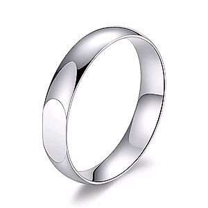 Bamos Sterling Silver Ring High Alloys Polish Projective Love Wedding Bands for Women Men, Simple Delicate Minimalist Ring 4mm Ring Comfort Fit Size 6-10, Projective Ring | Diffractive Ring