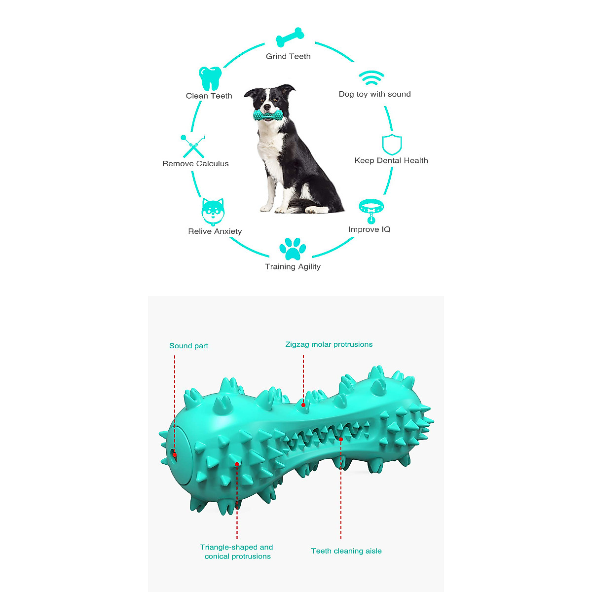 ASWER Dog Chew Toothbrush Toys for Small Medium Large Dogs Dental Care, Squeaky Teeth Cleaning Toy for Aggressive Chewers Large Breed Indestructible Tough Dog Toothbrush Stick Blue