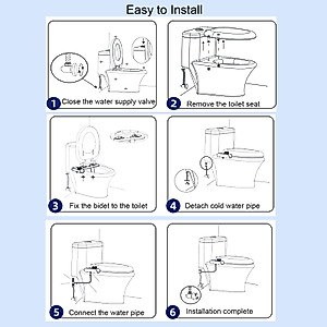 Bidet Attachment for Toilet, Non-Electric Bidet Attachment for Toilet Seat, Ultra Slim bidet toilet Seat for Feminine Wash Adjustable Pressure Control Cold Warm Water Jet Spray Bidet Toilets