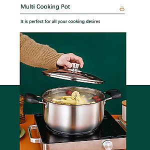 Stock Pot 3 Quart, UNOSCHRIM Stainless Steel Pot, Small Stock Pot with Glass Lid and Steam Hole, Double Handled Cooking Pot for Cooking Soup, Spaghetti, Vegetable or Heat-up Milk, All Stove Compatible