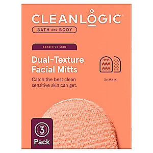 Cleanlogic Bath & Body Exfoliating Dual Texture Make Up Remover Mitt, Assorted Colors, 3 Count