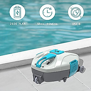 AQUAFYSH Automatic Pool Cleaner for Above & Inground Pool, Cordless Robotic Pool Cleaners, Max. 90 Mins Runtime, Smart Navigation System